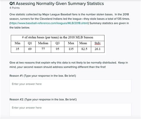 Solved Q1 Assessing Normality Given Summary Statistics 4