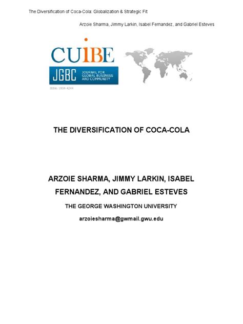 Coca Cola Diversification And Globalization Pdf The Coca Cola