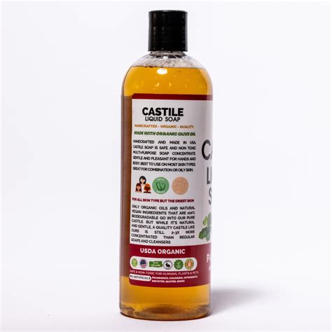 Patchouli Castile Liquid Soap 16oz Organic Non Gmo Vegan Herb