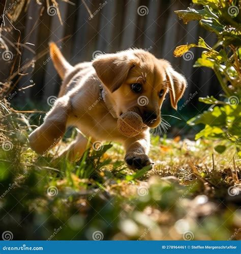 Playful Puppy in Sunlit Backyard Stock Illustration - Illustration of puppylove, dogsofinstagram ...