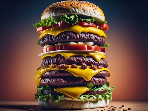 Premium Ai Image Mighty Cheese Burger On Table