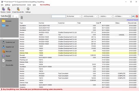 Recycle Bin Easybilling Help Center