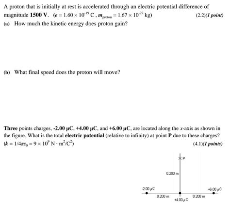 Solved A Proton That Is Initially At Rest Is Accelerated