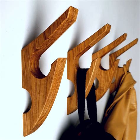Oak Wood Wall Hooks Wooden Wall Hanger Beautiful Natural Color And