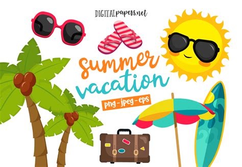 Summer Vacation Clipart Set Graphic By Dipa Graphics · Creative Fabrica