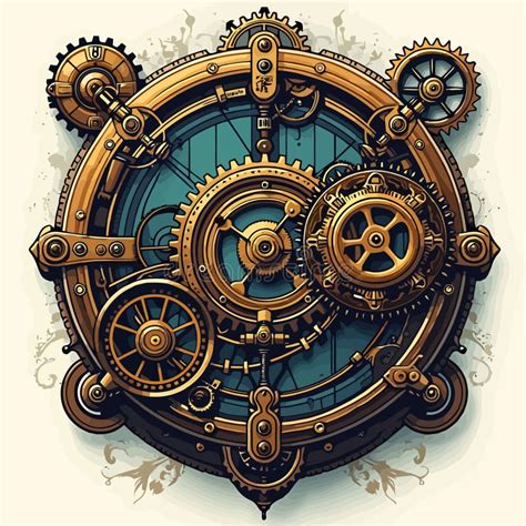 Steam Clock With Gears And Gears Stock Vector Illustration Of