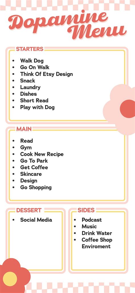 Dopamine Menu Template Adhd Self Care Retro Groovy Etsy
