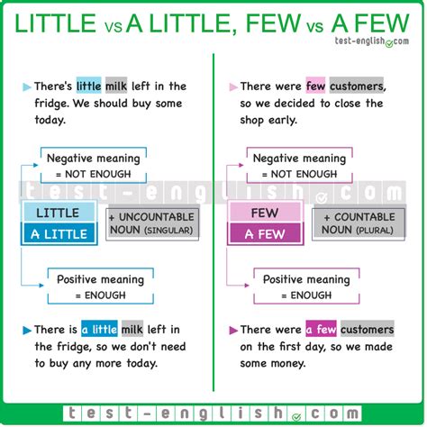 Little Vs A Little Few Vs A Few Grammar Shorts Test English
