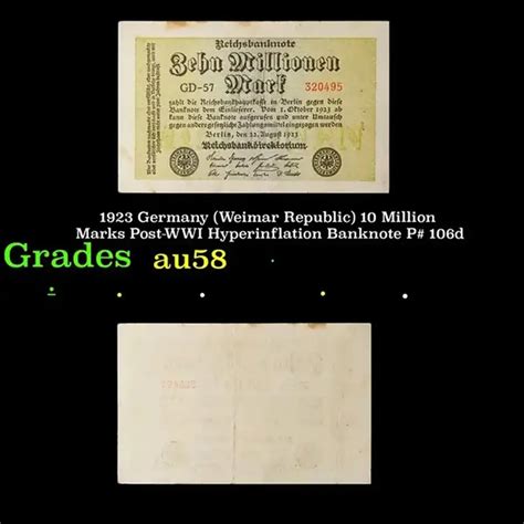 1923 Germany Weimar Republic 10 Million Marks Post Wwi Hyperinflation