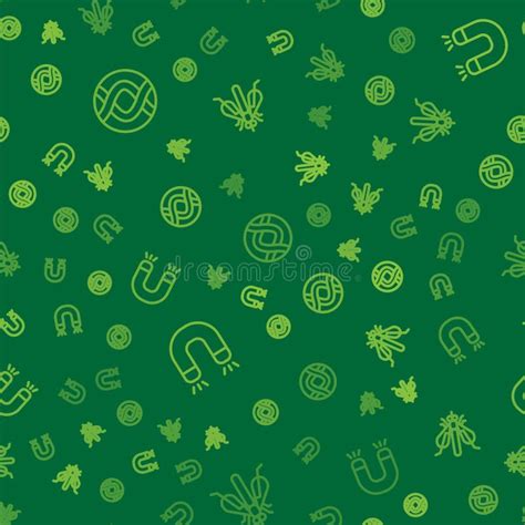 Set Line Dna Symbol Magnet And Experimental Insect On Seamless Pattern