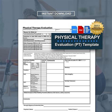 Physical Therapy Evaluation Template Pt Assessment Note Physical