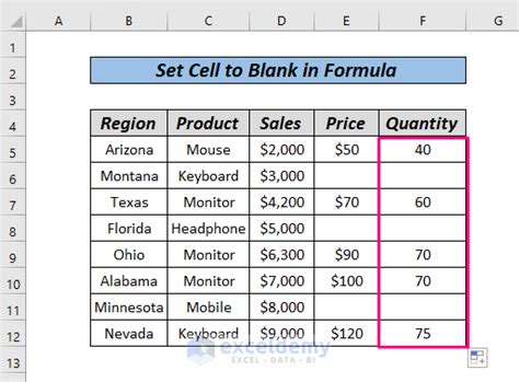 Excel Formula To Set Cell Blank Design Talk