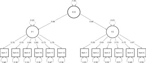 One Higher Order Factor Model With Two Lower Order Factors Cognitive