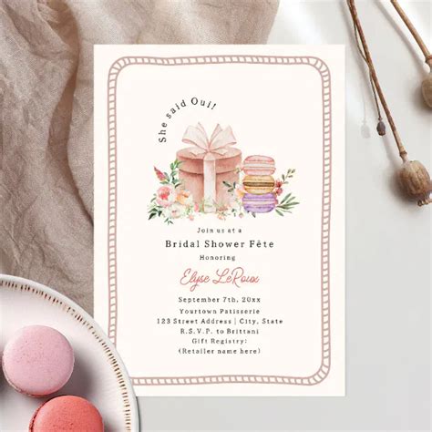 She Said Oui French Macaron Bridal Shower Border Invitation Zazzle
