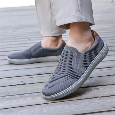 Konhill Mens Slip On Sneaker Knit Walking Loafers Memory Foam