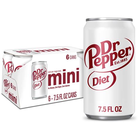 Diet Dr Pepper Zero Sugar Mini Soda Pop 75 Fl Oz 6 Pack Small Cans