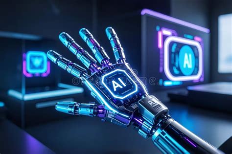 Futuristic Ai Robot Hand Interacting With Digital Interface Stock Illustration Illustration Of