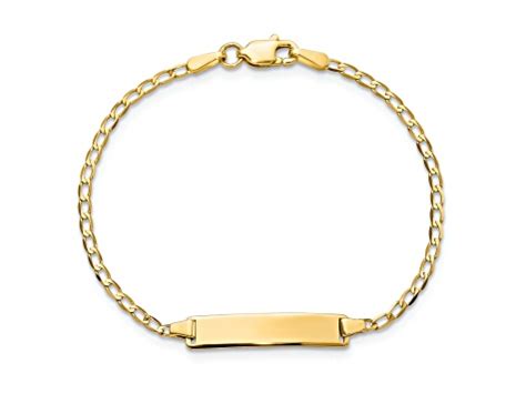14k Yellow Gold Flat Curb Link Id Bracelet 1hjnda Jtv