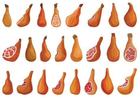 Jamon Icons Set Cartoon Vector Ham Food 13400712 Vector Art At Vecteezy