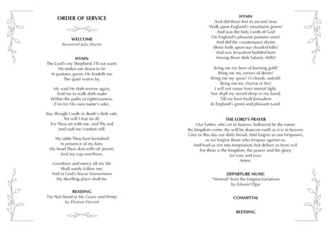 Funeral Order Of Service Examples For All Types Of Service