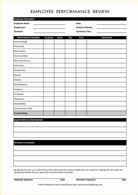 Hr Documents Templates Free Of Free Employee Performance Evaluation