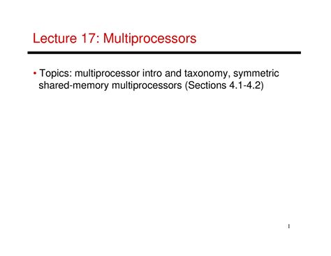 Multiprocessors Computer Architecture Lecture Slides Cs 6810