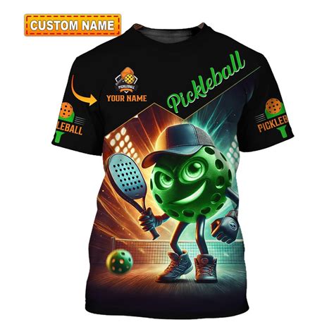 Custom Pickleball T Shirt With Name Fun Animated Pickleball Design