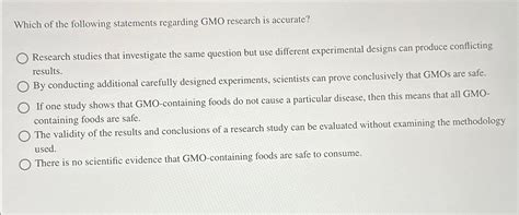 Solved Which Of The Following Statements Regarding Gmo