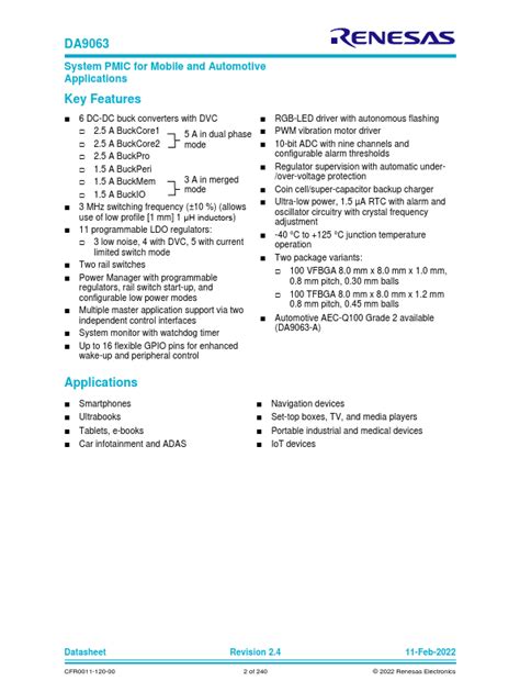 Da9063 Datasheet Renesas