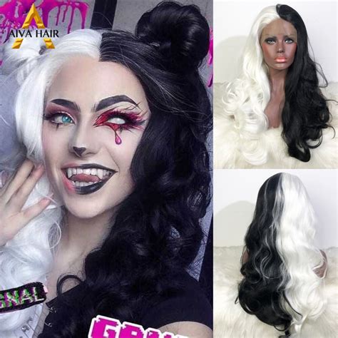 Drag Queen Synthetic Lace Front Wig Aiva Half Blac Grandado