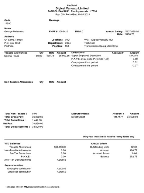Payslip 10 03 23 Pdf Services Economics Government