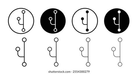 Code Branch Icon Black White Outline Stock Vector Royalty Free