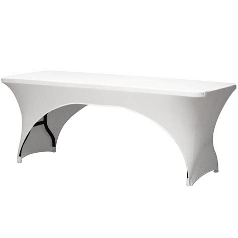 Perel Fp400 White Stretch Table Cover With Arch Design For Rectangular