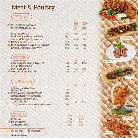 Mesa Philippines Menu Prices 2024