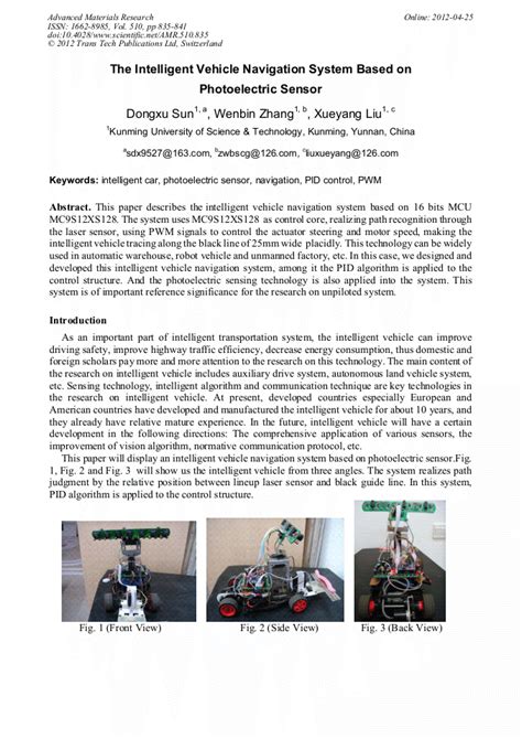 The Intelligent Vehicle Navigation System Based On Photoelectric Sensor Scientificnet