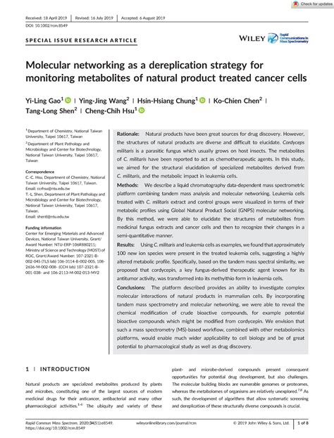 Gao 2020 Molecular Networking As Dereplication Strategy For