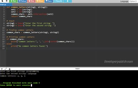 Python Program To Print Letters Present In Both Strings