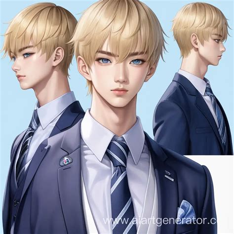 Young Blonde Man In Formal Koreaninspired Suit Ai Art Generator
