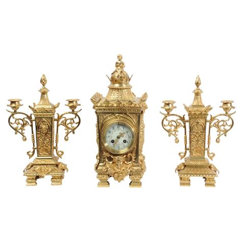 Huge Antique French Gilt Bronze Classical Clock Set For Sale At 1stdibs