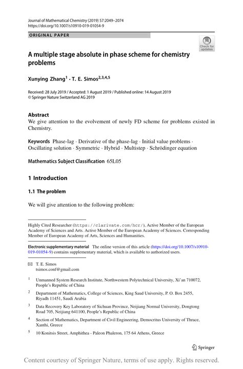 A Multiple Stage Absolute In Phase Scheme For Chemistry Problems