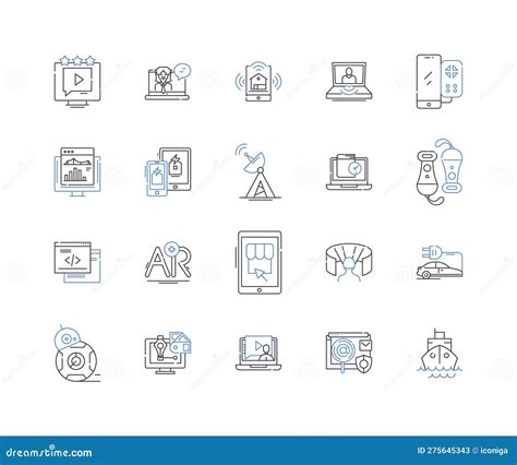 Synthetic Composition Line Icons Collection Polymer Hybrid Composite