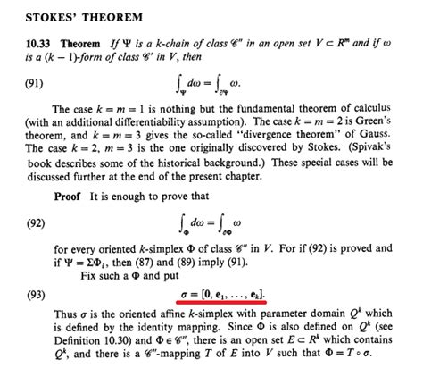 Real Analysis Stokes Theorem From Pma Rudin Confusing Moment With