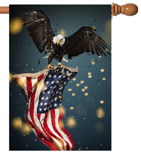 Amerian Flag With Bald Eagale