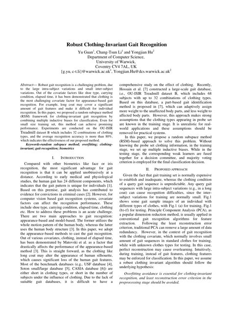 Pdf Robust Clothing Invariant Gait Recognition