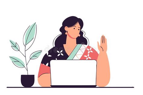 Indian Woman With Laptop Modern Lifestyle Technology Use Digital Life Stock Vector