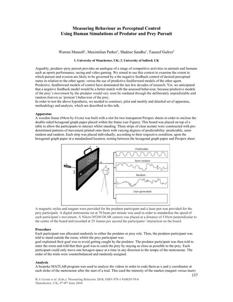 Pdf Measuring Behaviour As Perceptual Control Using Human Simulations Of Predator And Prey Pursuit