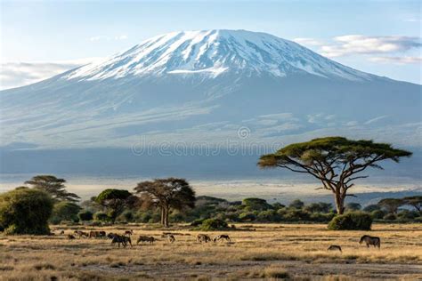 Mount Kilimanjaro View From Amboseli Stock Illustration Illustration