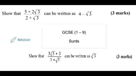 Gcse Level 78 Surd Question Walkthrough Youtube