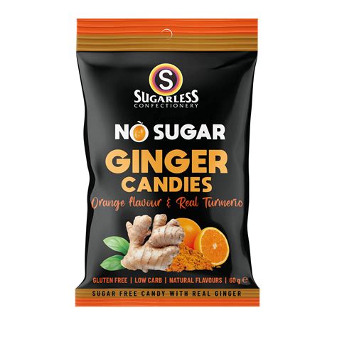 Sugarless Confectionery No Sugar Ginger Candies Orange Flavour And