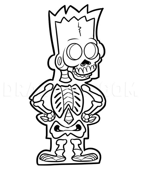 How To Draw Skeleton Bart Drawing Step By Step By Dawn Dragoart